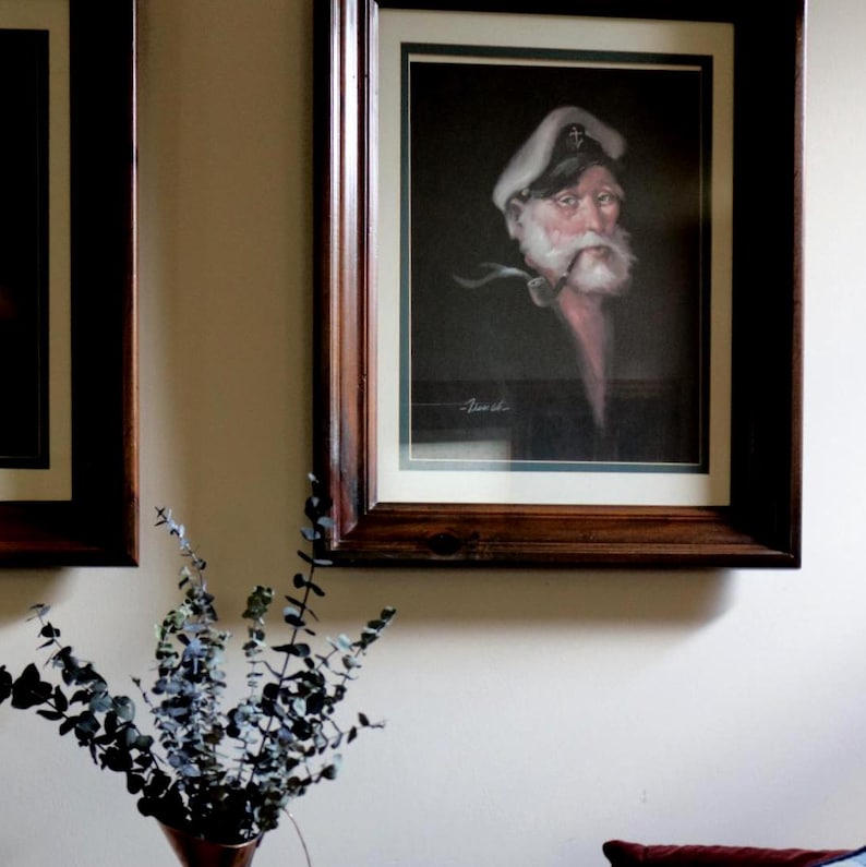 Vintage Sea Captain & Wife Portrait Pair – Heavy Framed Nautical Wall ...