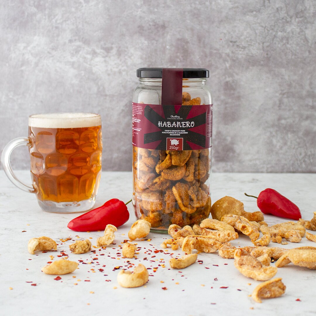 Habanero Pork Scratchings Gift Jar 250g Crunchy Pork Scratchings ...