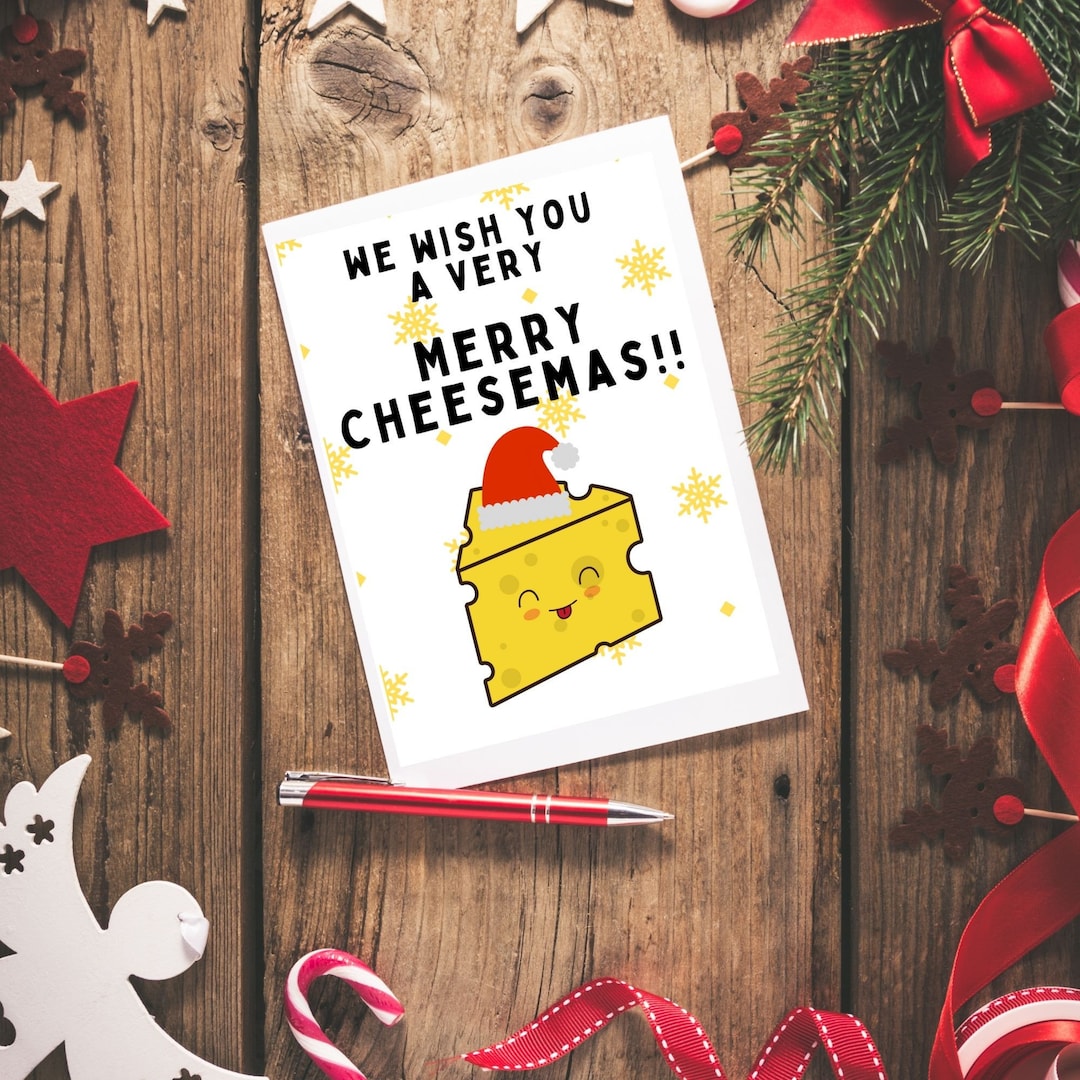 Merry Cheesemas Cheese Themed Christmas Card Christmas Cheese Greetings ...
