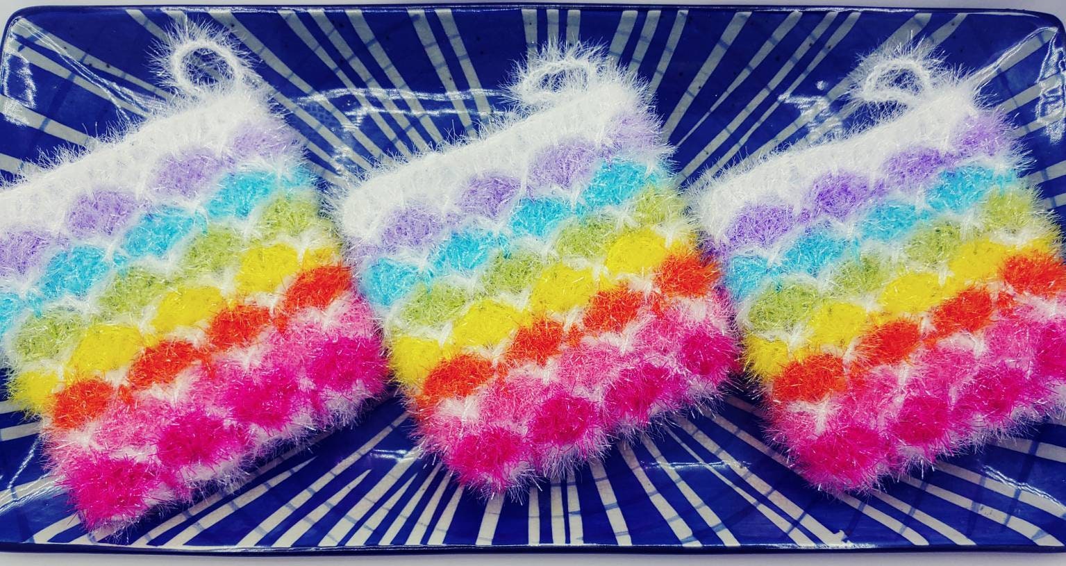 Eco Friendly Rainbow Square Double Layer Crocheted Scrubby Dish Cloth ...