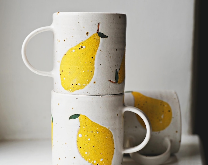 Handmade Ceramic Minimalist Pottery Hand Paint Lemon Mug/pear Mug/tea ...