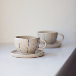 Handmade Ceramic Stripe Espresso Cup With Saucer - Etsy