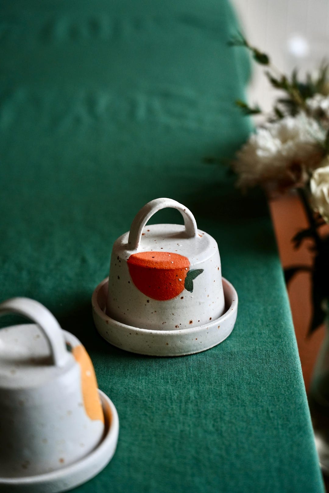 Handmade Ceramic Butter Dish: Minimalist Orange Pottery - Etsy