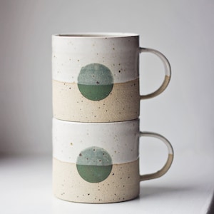 Handmade Ceramic Mug: Colorful Sun Design, Speckled Pottery - Etsy