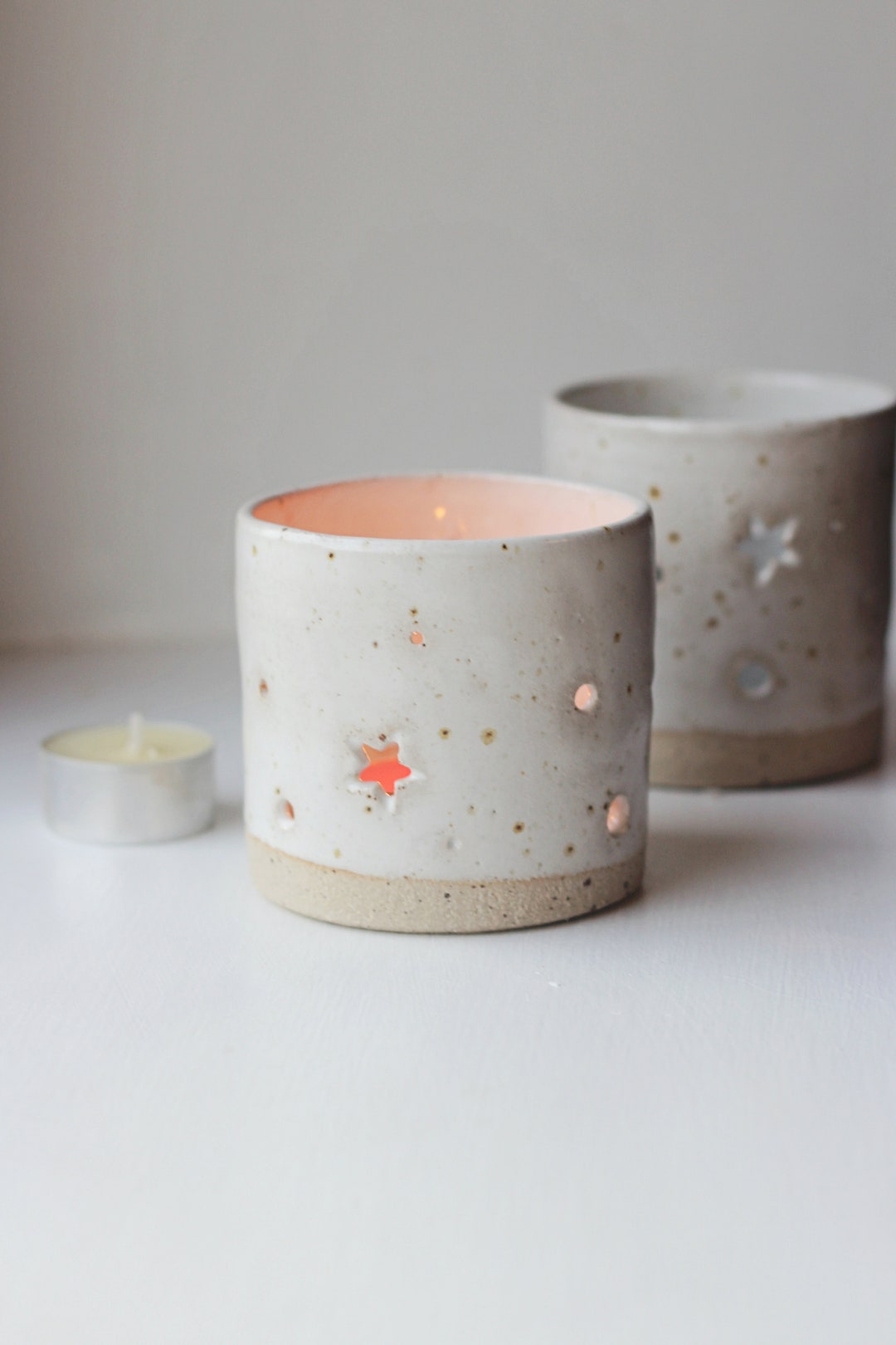 Handmade Ceramic Large Tea Light Candle Holders | Christmas Gift| Light ...