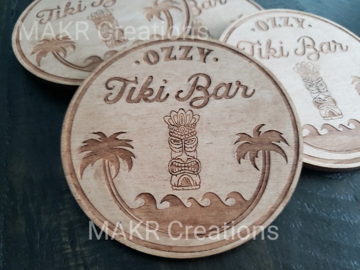 Personalized Tiki Bar Coasters - Etsy