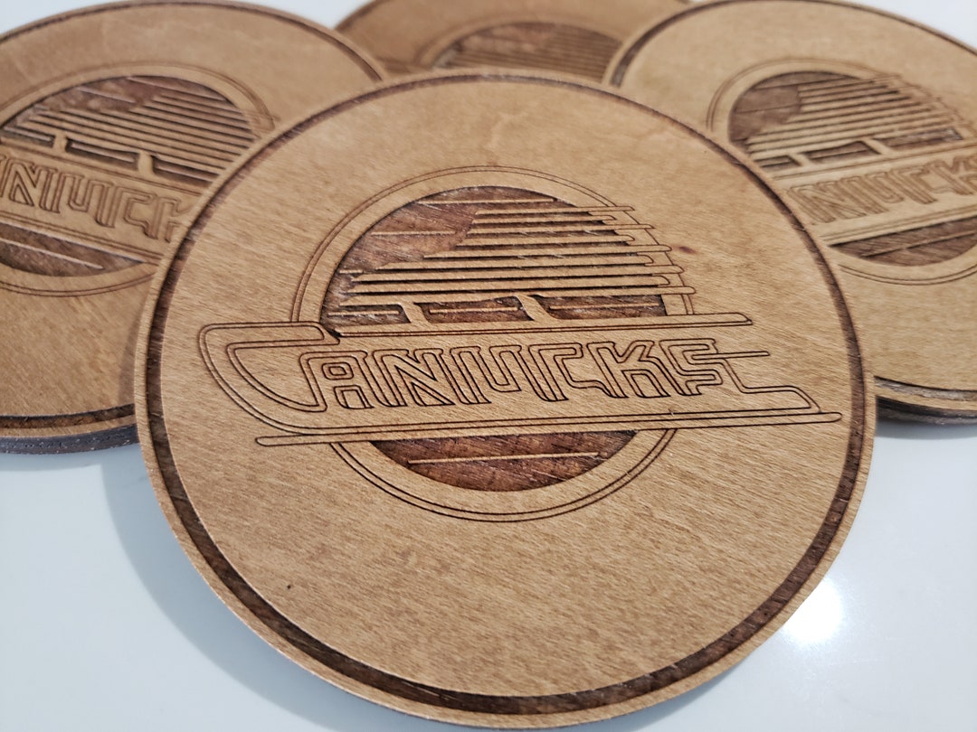 Canucks Engraved Wood Coasters can Be Personalized - Etsy