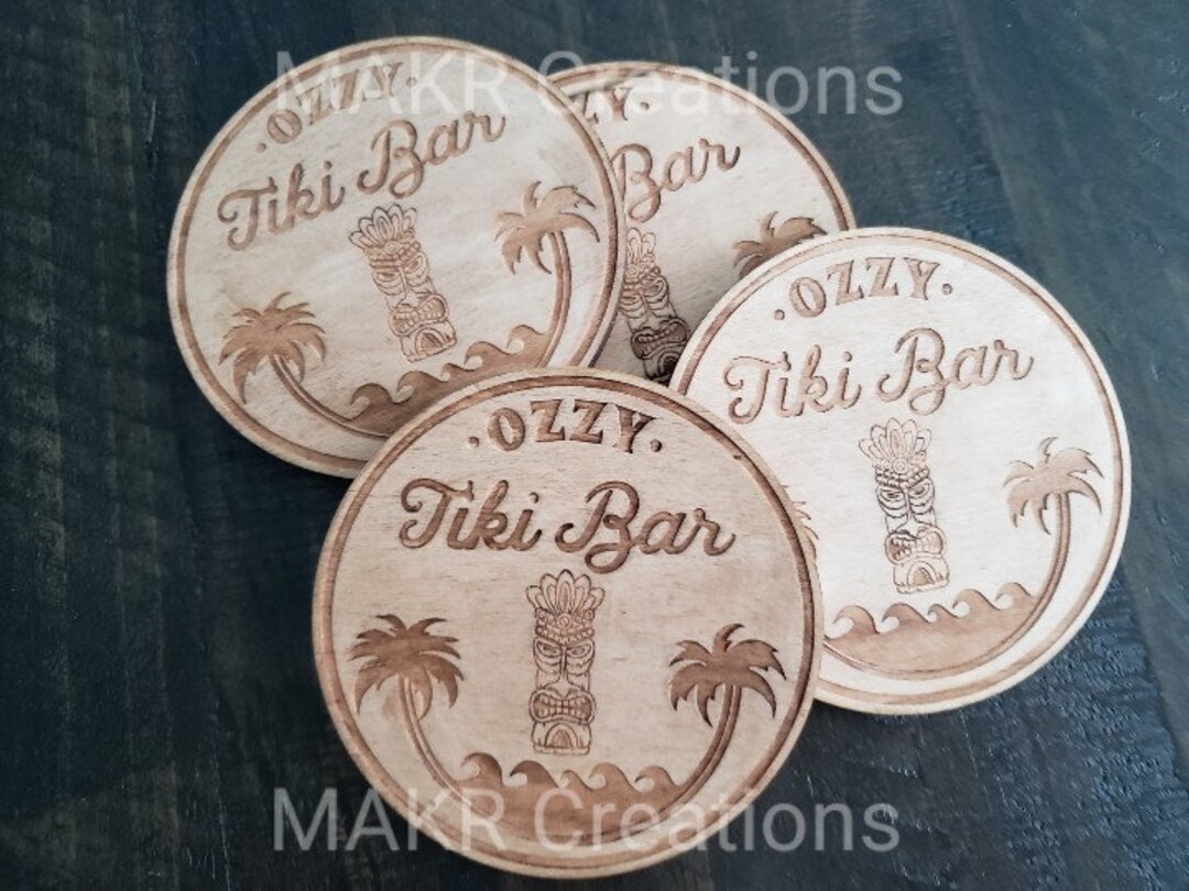 Personalized Tiki Bar Coasters - Etsy