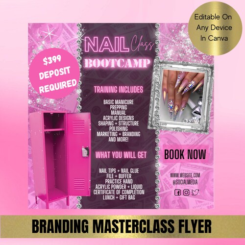 DIY Nail Course Flyer Design Beauty Instagram Template - Etsy