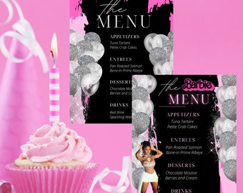 Barbie Menu Template - Etsy