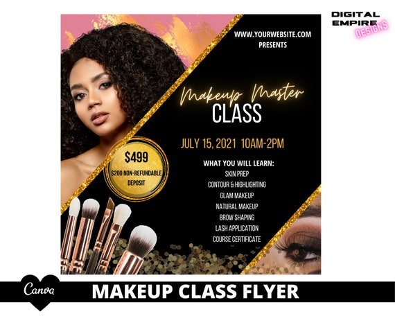 Paper course flyer beauty flyer white and gold makeup flyer makeup ...