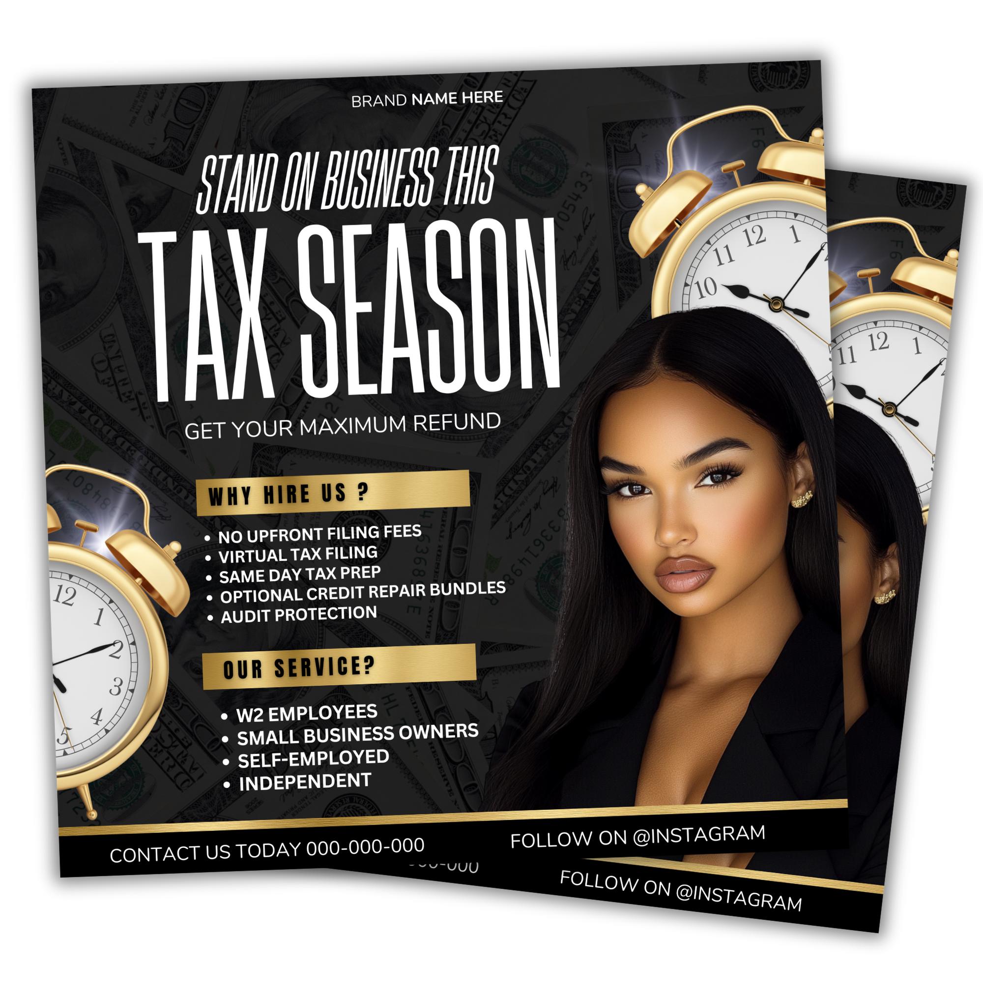 Tax Flyer | Stand on Business | Tax Season | Taxes | Instant Download ...