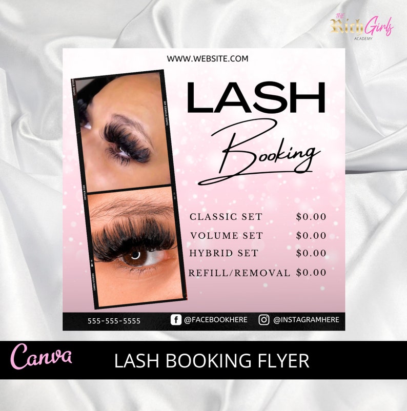 Lash Booking Lash Flyer Editable Flyer Canva Flyer. - Etsy