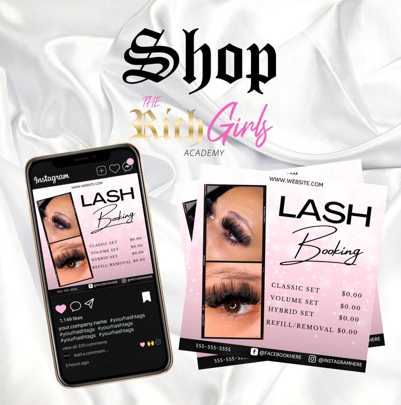 Lash Booking Lash Flyer Editable Flyer Canva Flyer. - Etsy