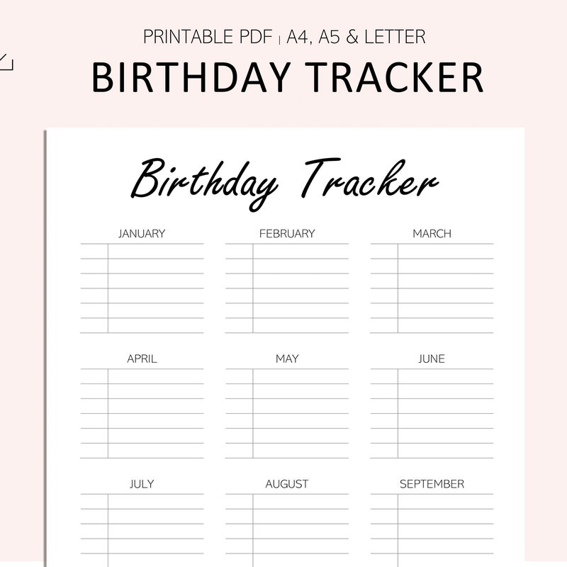 Birthday Tracker - Etsy
