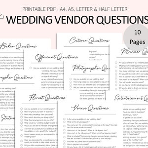 Wedding Question Lists Wedding Vendor Questions Questions to Ask ...