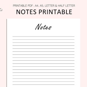 Notes PRINTABLE Planner Inserts, Printable Notes Pages A5, A4, Us ...