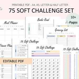 Editable 75 Soft Challenge Printable Set - 75 Soft Tracker - 75 Soft ...