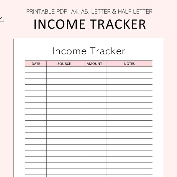 Income Tracker Printable - Etsy