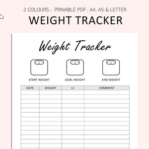 Weight Tracker Weight Log Weight Loss Journey Weight Recorder A4 A5 ...