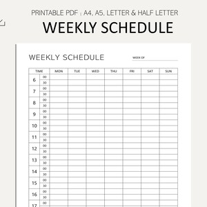 Editable Week Schedule Printable Week Schedule Planner Week Planner ...