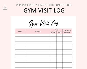 Workout Log Printable | Etsy