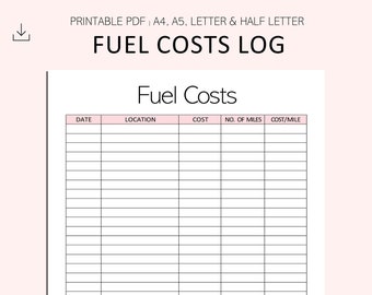 Printable Cost Log | Etsy