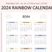 2024 Rainbow Calendar 2024 Printable Calendar 2024 Digital Calendar ...