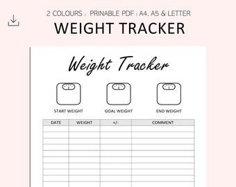 Weight Tracker | Printable Weight Loss Log | Health Journey | Fitness ...