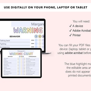 Children Warning Chart - Children Behavior Tracker - Consequences Chart ...