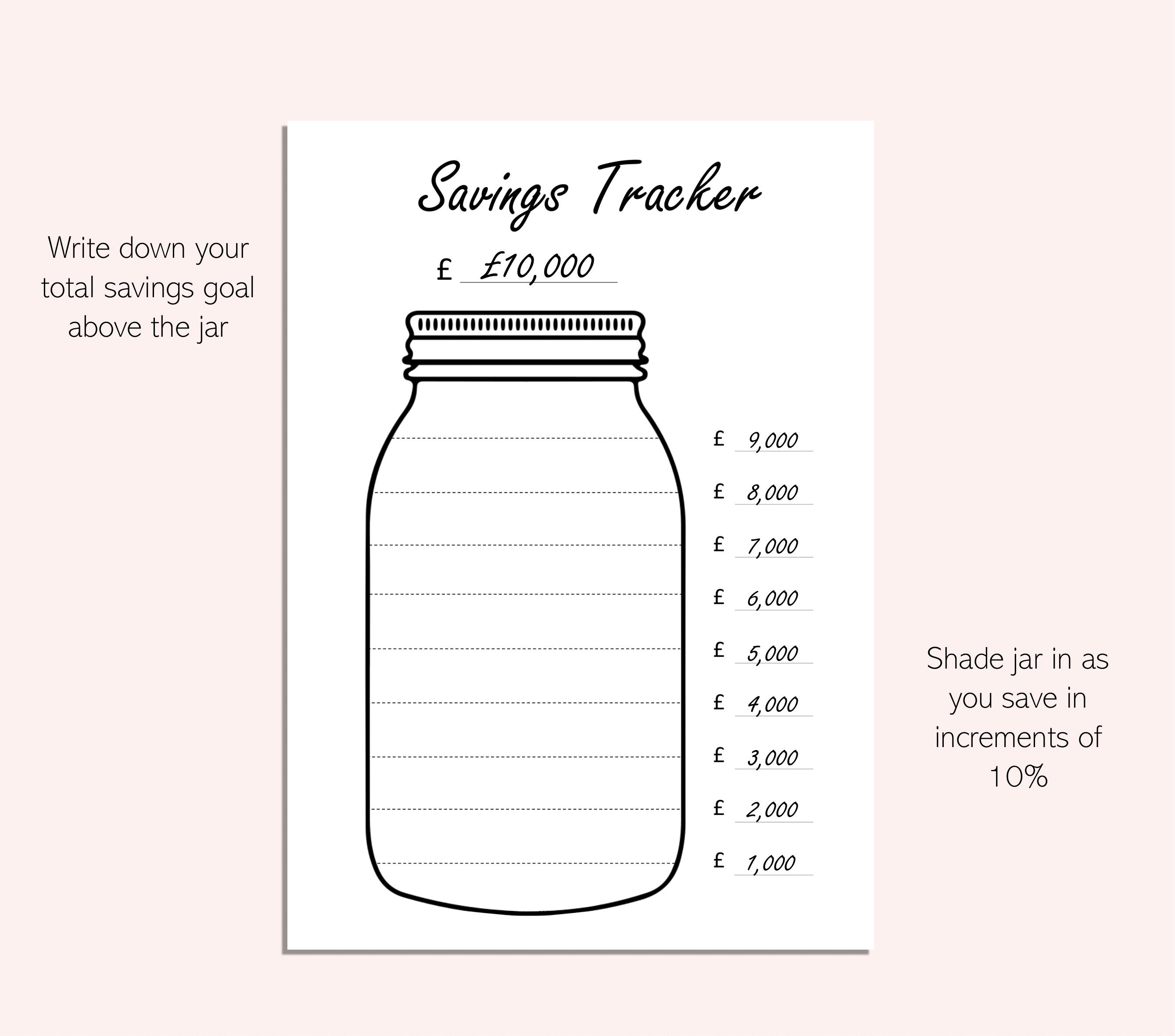 Savings Tracker Jar Savings Tracker Goal Tracker Savings Challenge ...