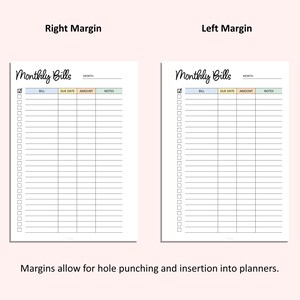 Monthly Bill Tracker Printable -editable Payment Tracker - Bill Log ...