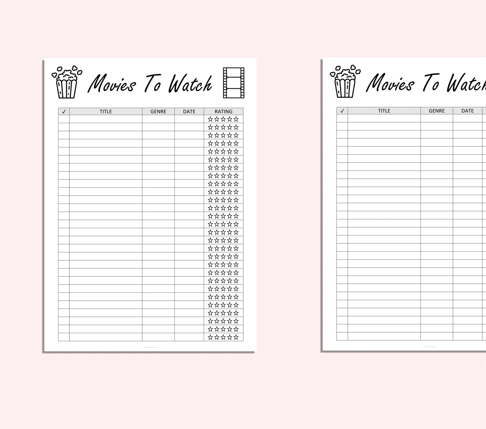 Movies to Watch List Movie Tracker Printable Movie List - Etsy UK