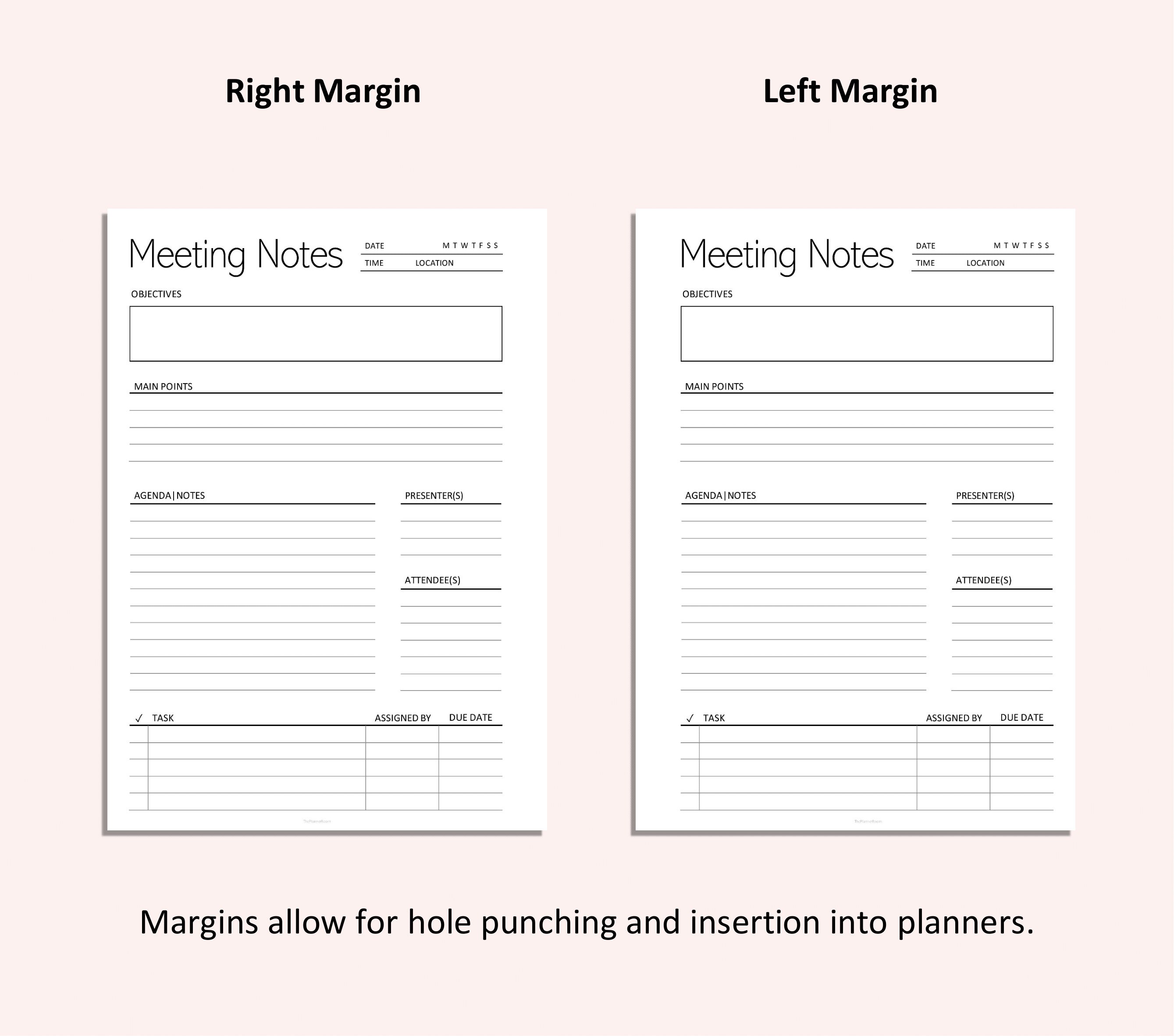 Meeting Notes Printable Work Planner Meeting Agenda Record Work Notes ...