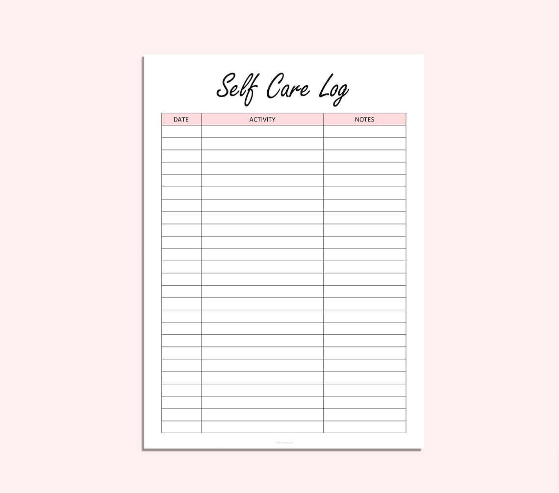 Self Care Log Self Care Tracker Habit Tracker Printable PDF A4 A5 ...