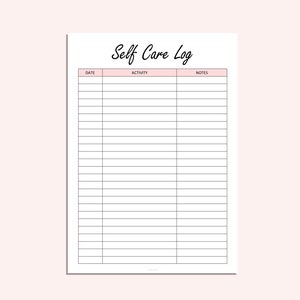 Self Care Log Self Care Tracker Habit Tracker Printable PDF A4 A5 ...