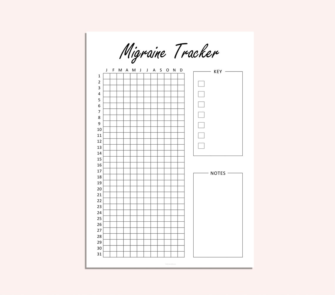 Migraine Tracker Printable Migraine Log Headache Tracker - Etsy