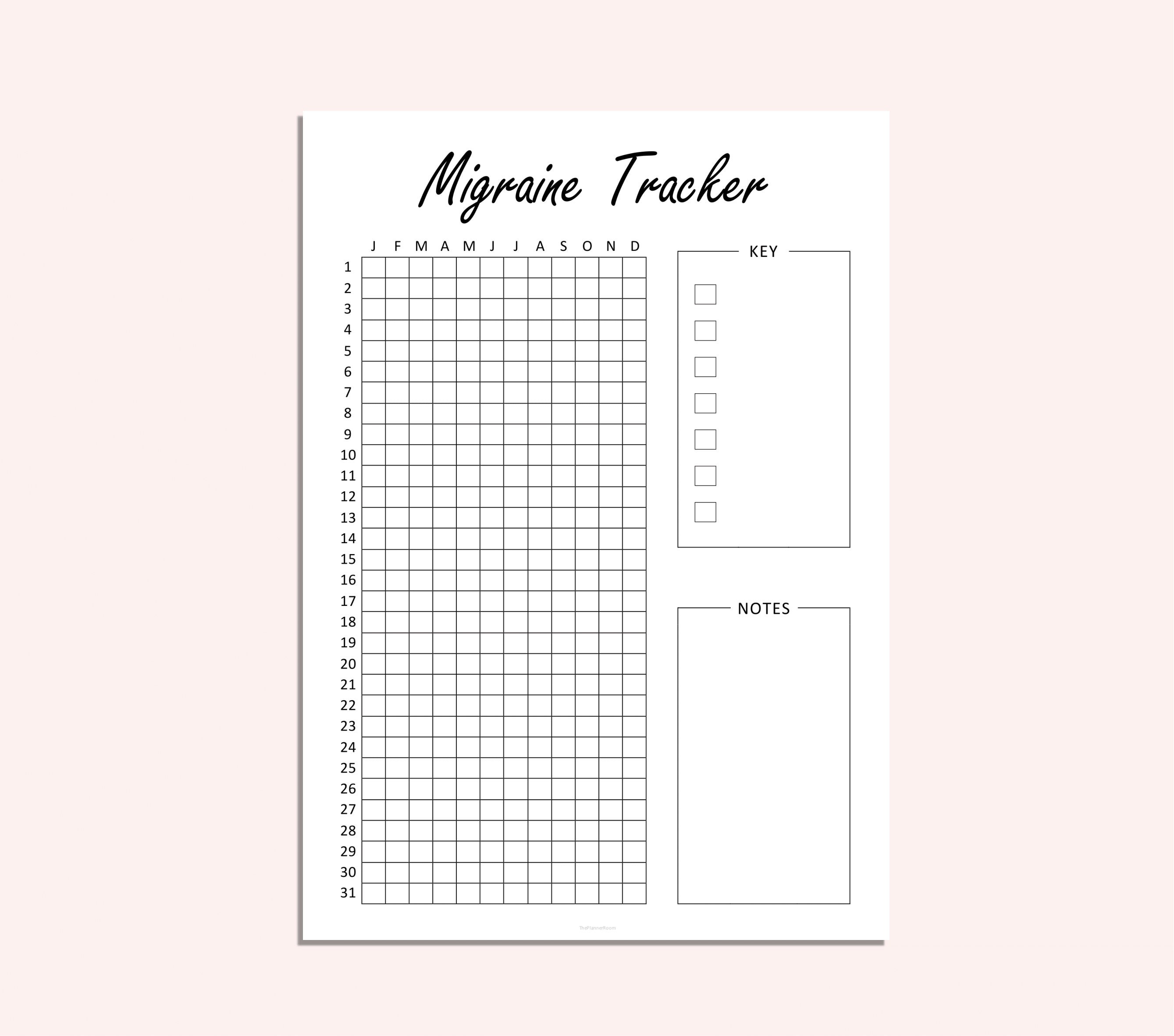 Migraine Tracker Printable Migraine Log Headache Tracker - Etsy