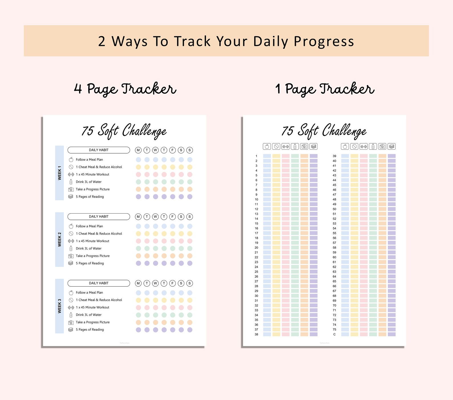 Editable 75 Soft Challenge Printable Set - 75 Soft Tracker - 75 Soft ...