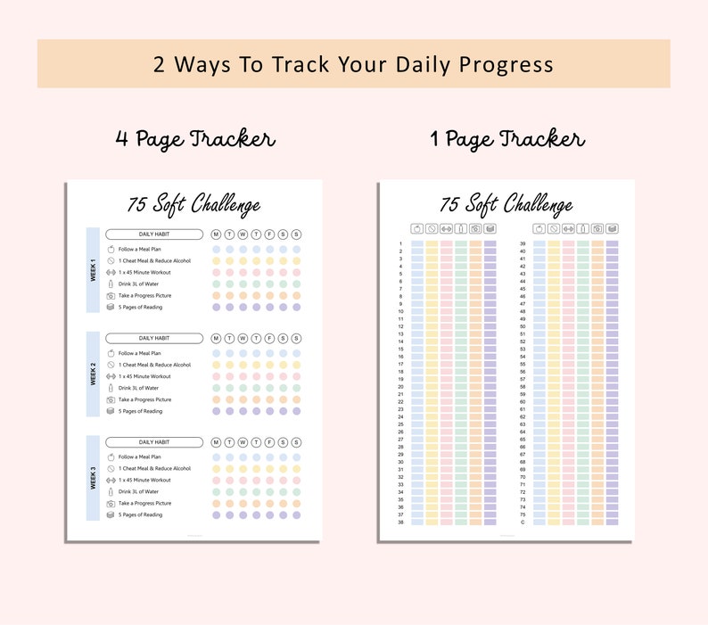Editable 75 Soft Challenge Printable Set - 75 Soft Tracker - 75 Soft ...