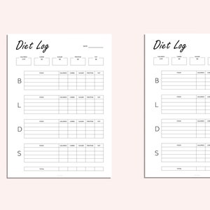 Diet Log Diet Tracker Printable Daily Food Journal Keto Diet Calorie ...
