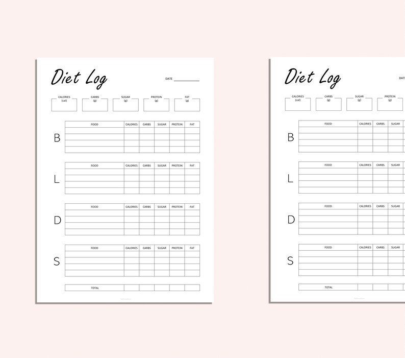 Diet Log Diet Tracker Printable Daily Food Journal Keto - Etsy