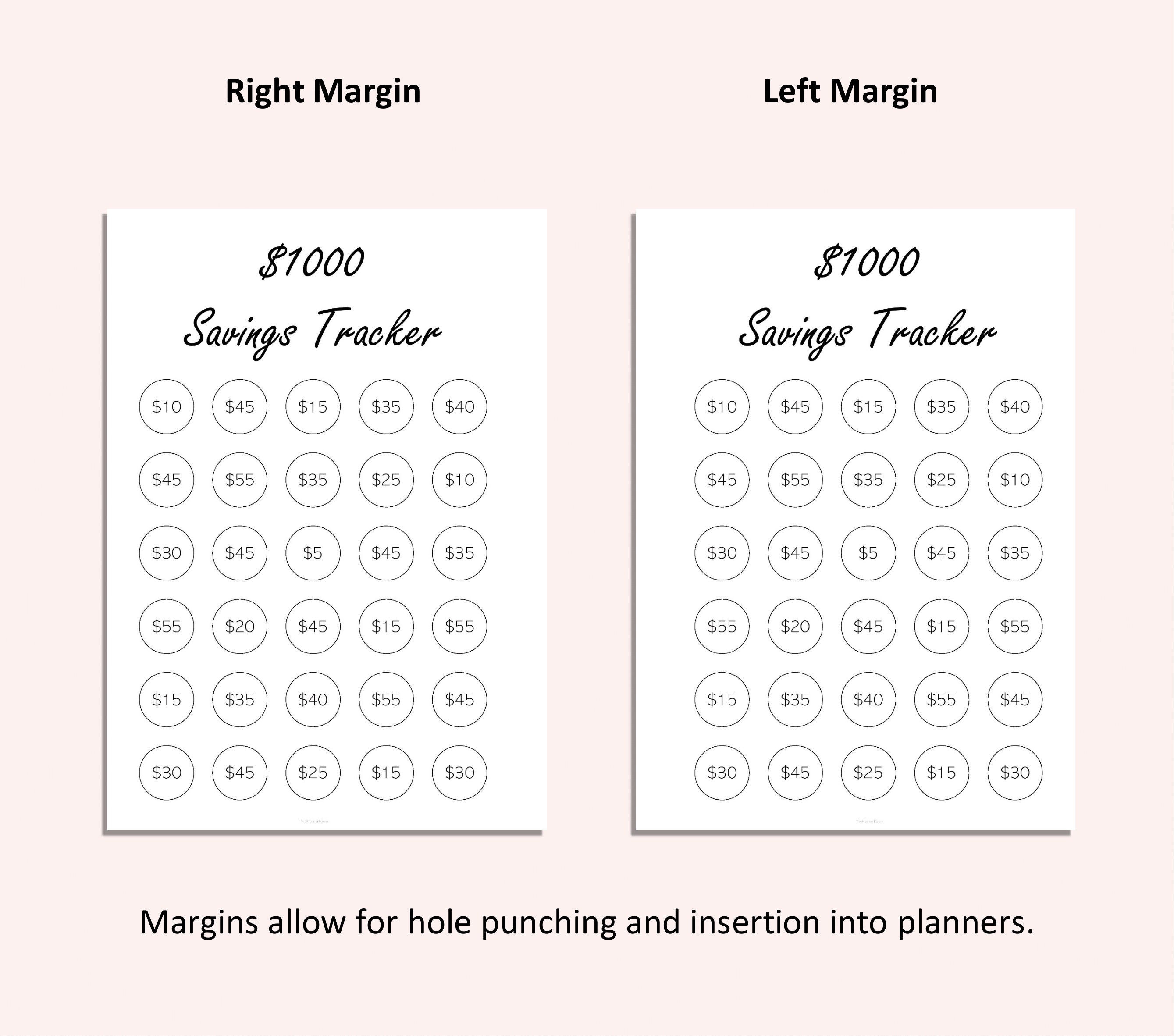 1000 Savings Tracker 1000 Savings Goal Printable 1000 - Etsy