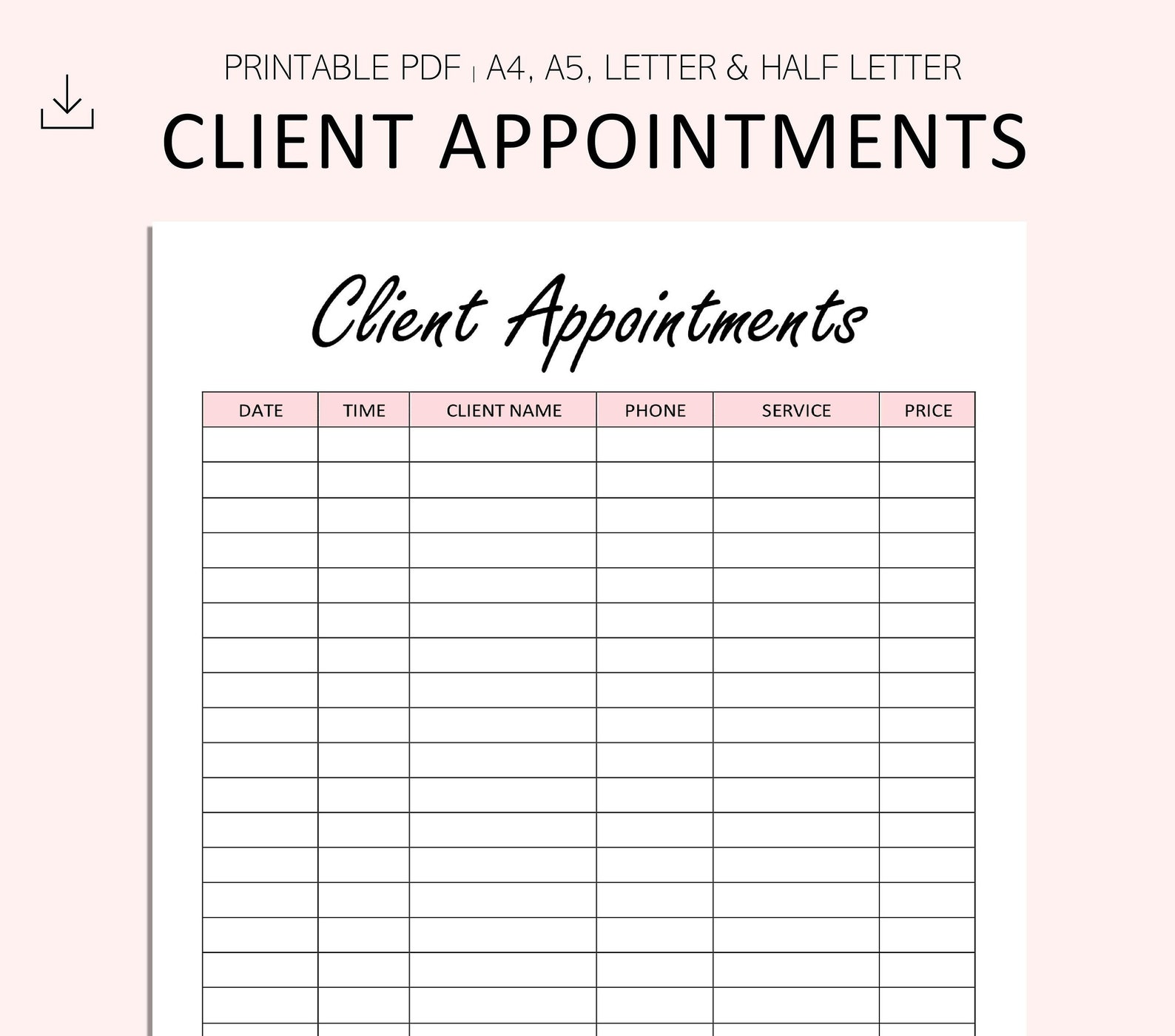 Client Appointment Tracking Printable Tutoring Tracker - Etsy