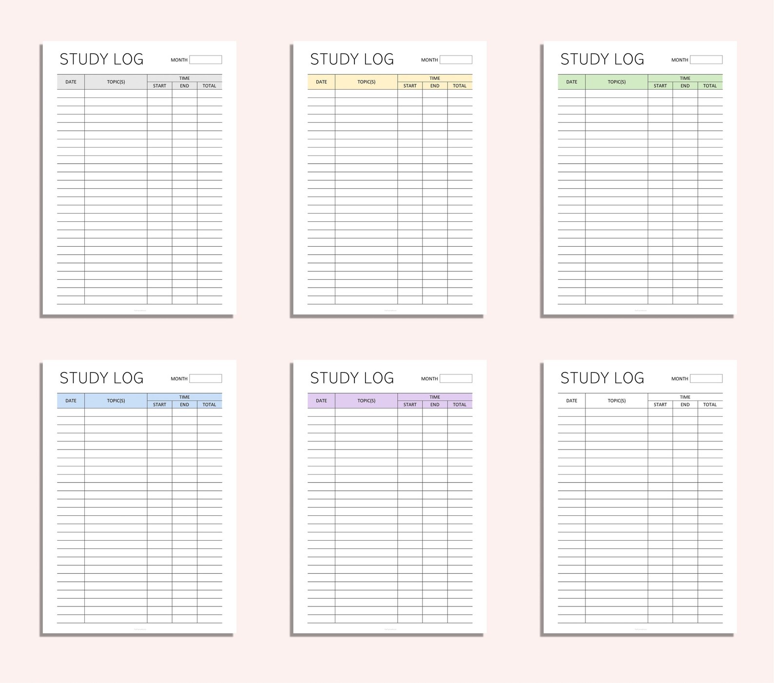 Study Log Printable - Study Hours Tracker - Revision Log - Hours Spent ...