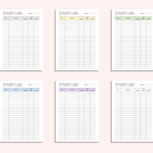 Study Log Printable - Study Hours Tracker - Revision Log - Hours Spent ...