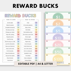 Editable Mom Bucks Behavior Bucks Childrens Reward System Mom Money Kid ...