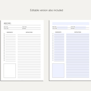 Editable Recipe Sheet Printable Recipe Sheet Recipe Instructions Recipe ...