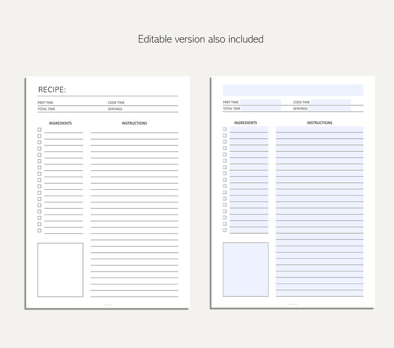 Editable Recipe Sheet Printable Recipe Sheet Recipe Instructions Recipe ...