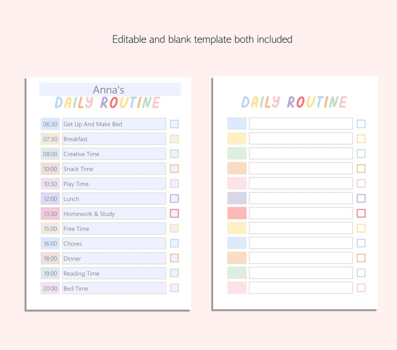 Editable Daily Routine Daily Schedule Printable Daily Timetable Planner ...